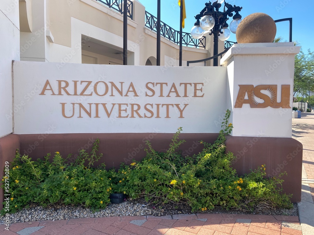 Phoenix, Arizona - August 25, 2022: Sign and entrance to Arizona State ...