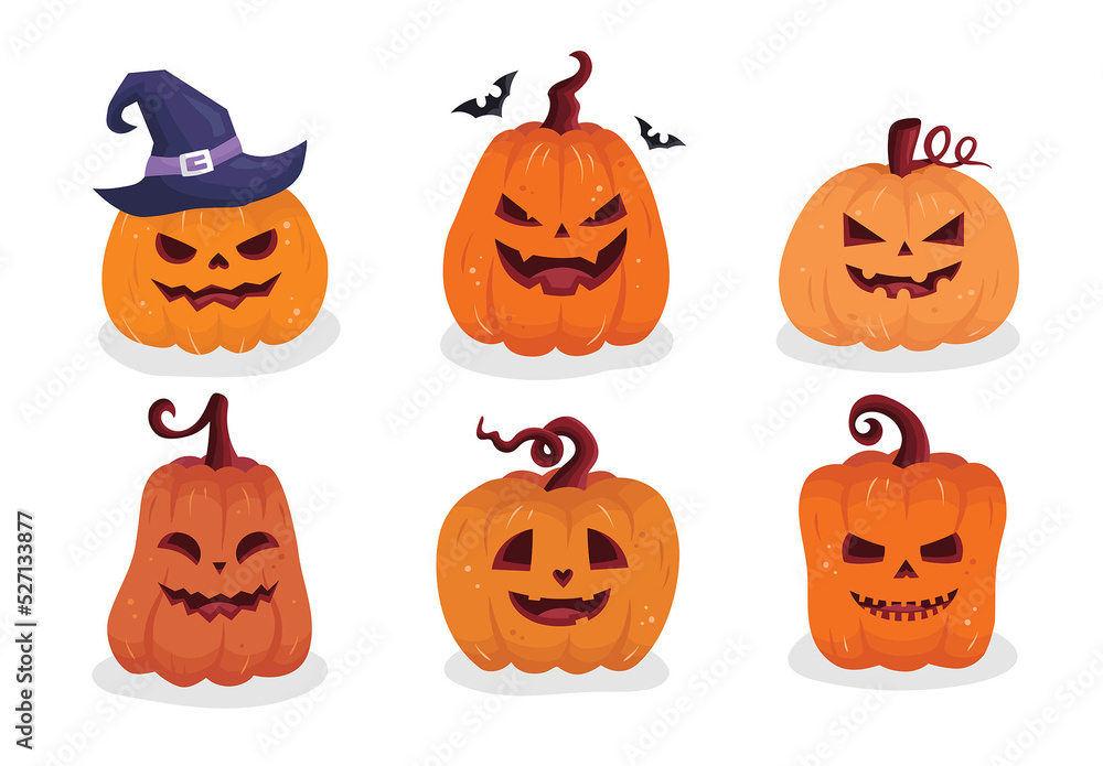 Halloween Pumpkin Jack O Lantern Faces Stock Template | Adobe Stock