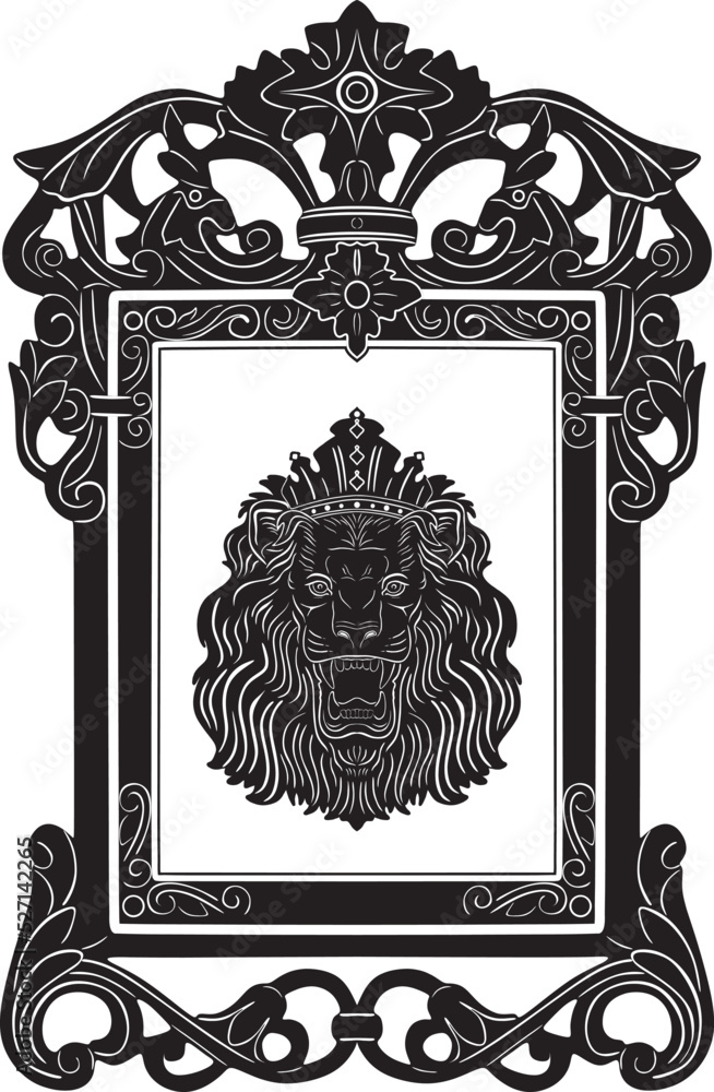 king lion logo with vintage frame handmade design vector Stock Vector ...