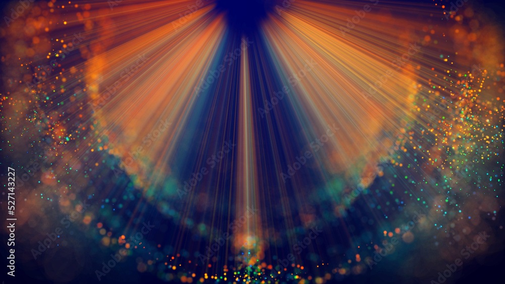 Magic multicolored sparkles of light with rays form flickering abstract ...