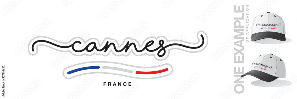 Cannes France, abstract France flag ribbon, new modern handwritten ...