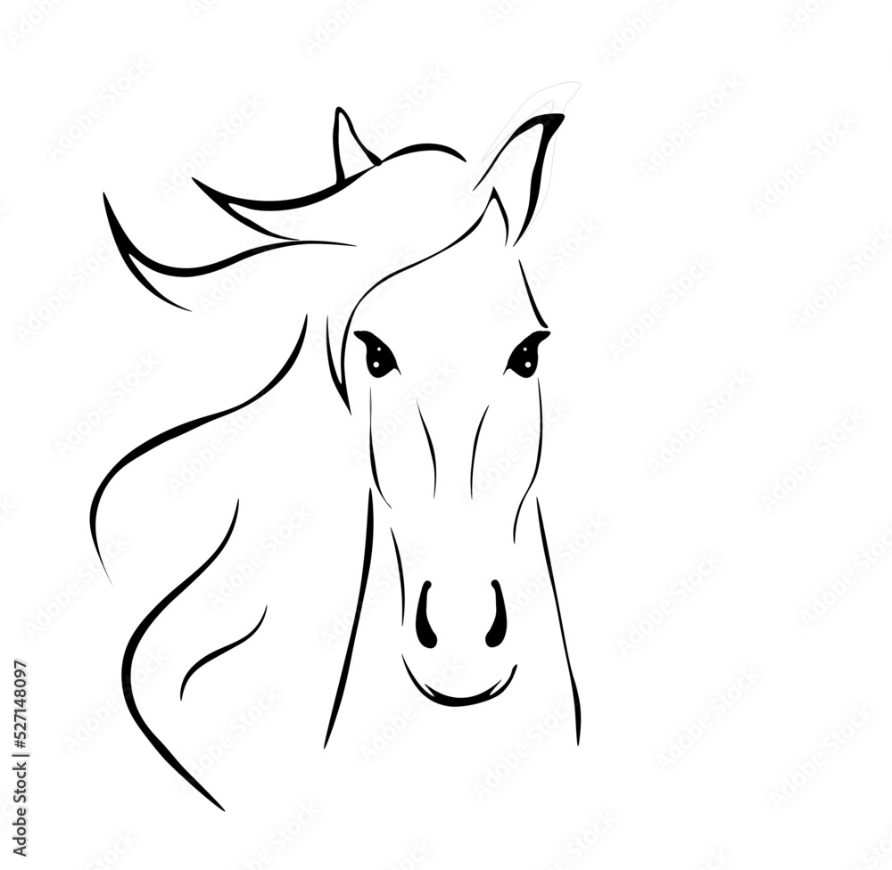 Cheval vectoriel - tête de cheval stylisé - dessin cheval logo Stock ...
