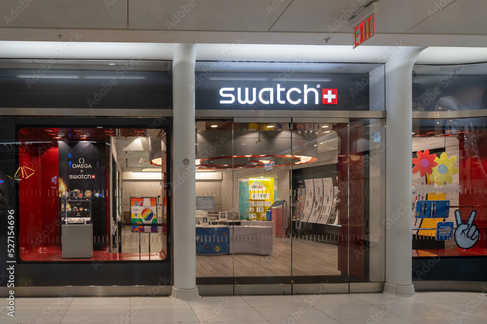 New York City, USA - August 19, 2022: A Swatch store in Westfield World ...