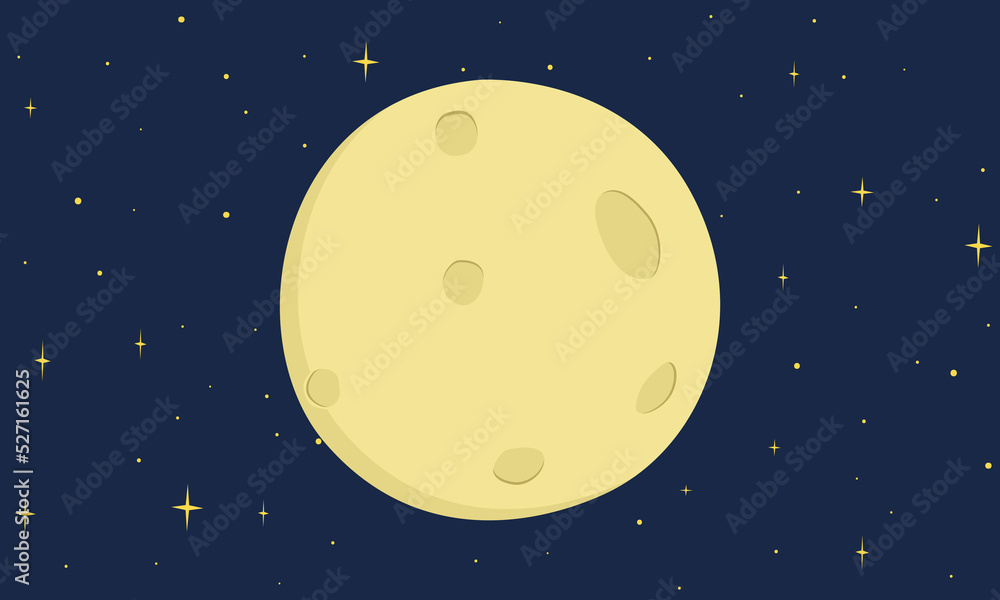 Full Moon vector design. Simple cute full Moon in flat design style ...