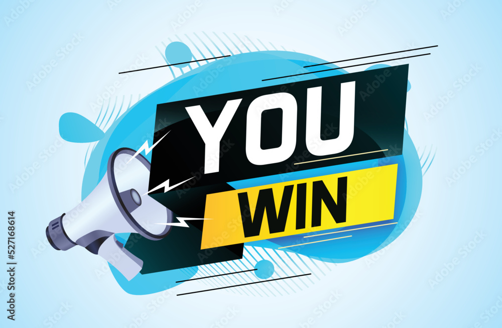 You win word concept vector illustration with megaphone and 3d style ...