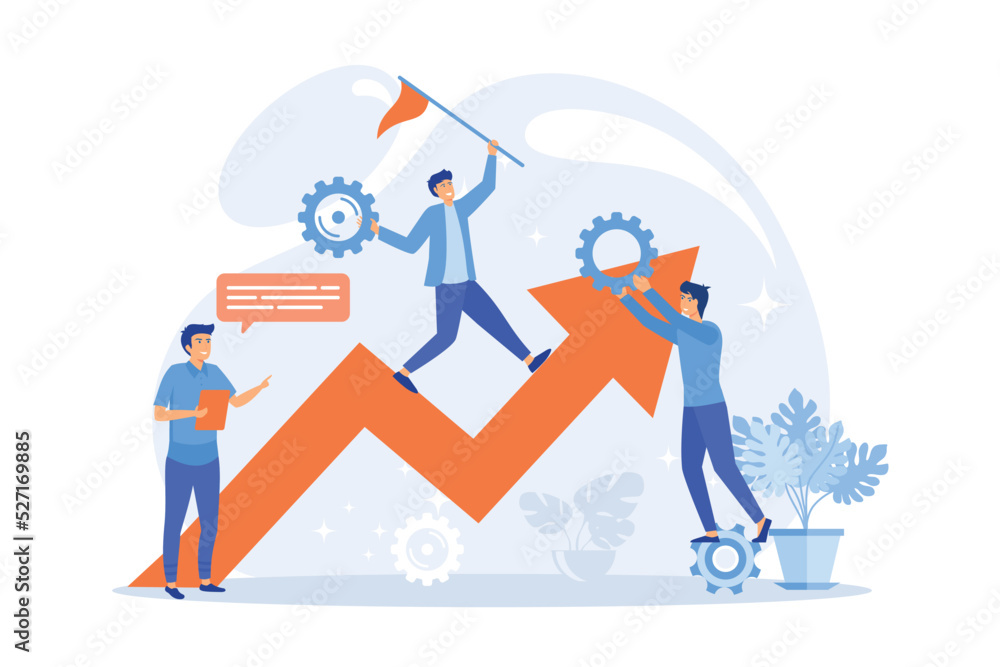 Startup work, success. Effective team-working, teamwork projects ...