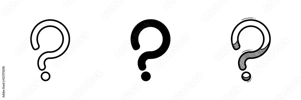 Vector illustration of question mark icon set isolated on white ...
