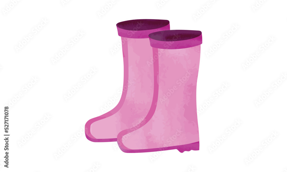 Simple gardening boots watercolor painting isolated on white background ...