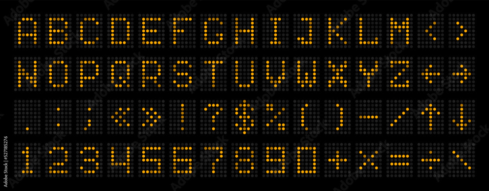 Scoreboard font, LED board alphabet or airport display type letters ...