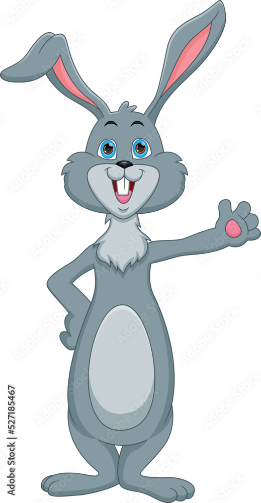 cartoon cute rabbit waving on white background Stock Vector | Adobe Stock