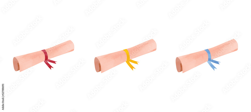 Set of graduation diploma paper scroll clipart. Simple diploma scroll ...