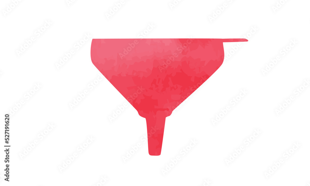 Red plastic funnel watercolor style vector illustration isolated on ...