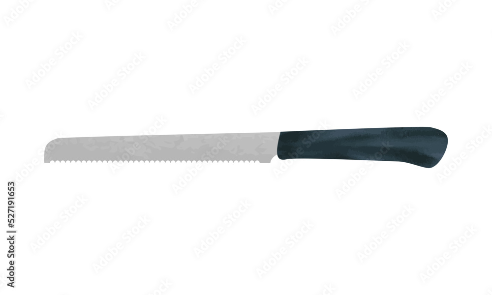 Bread knife watercolor vector illustration isolated on white background ...