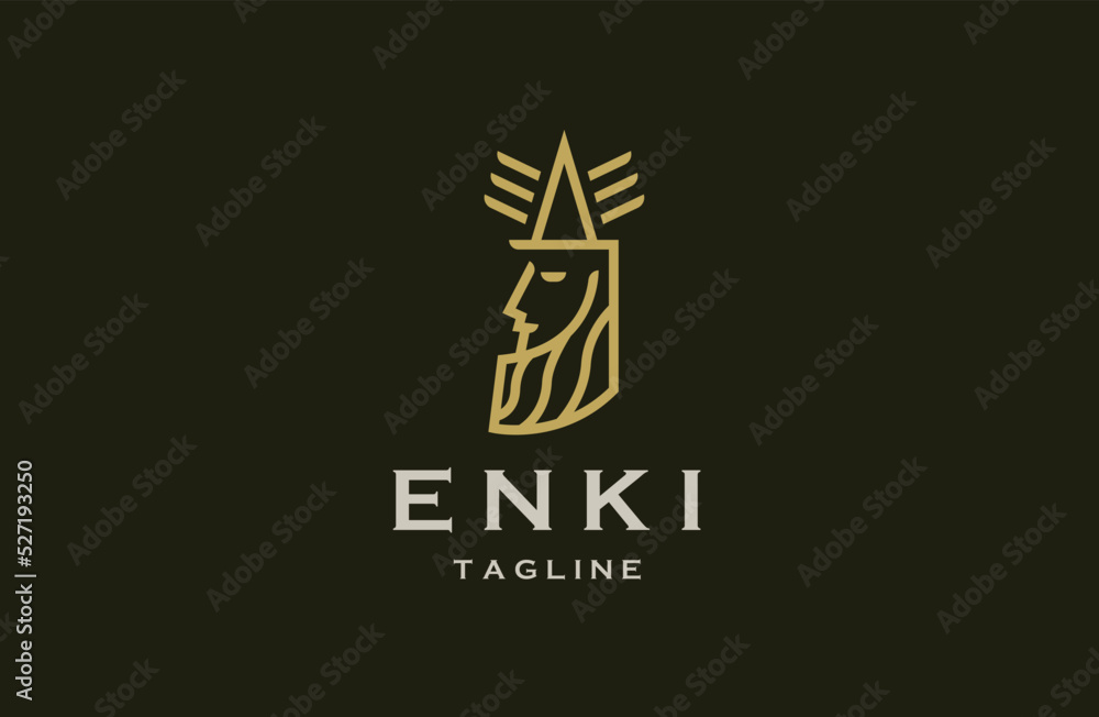 Enki sumerian god of water logo icon design template flat vector ...