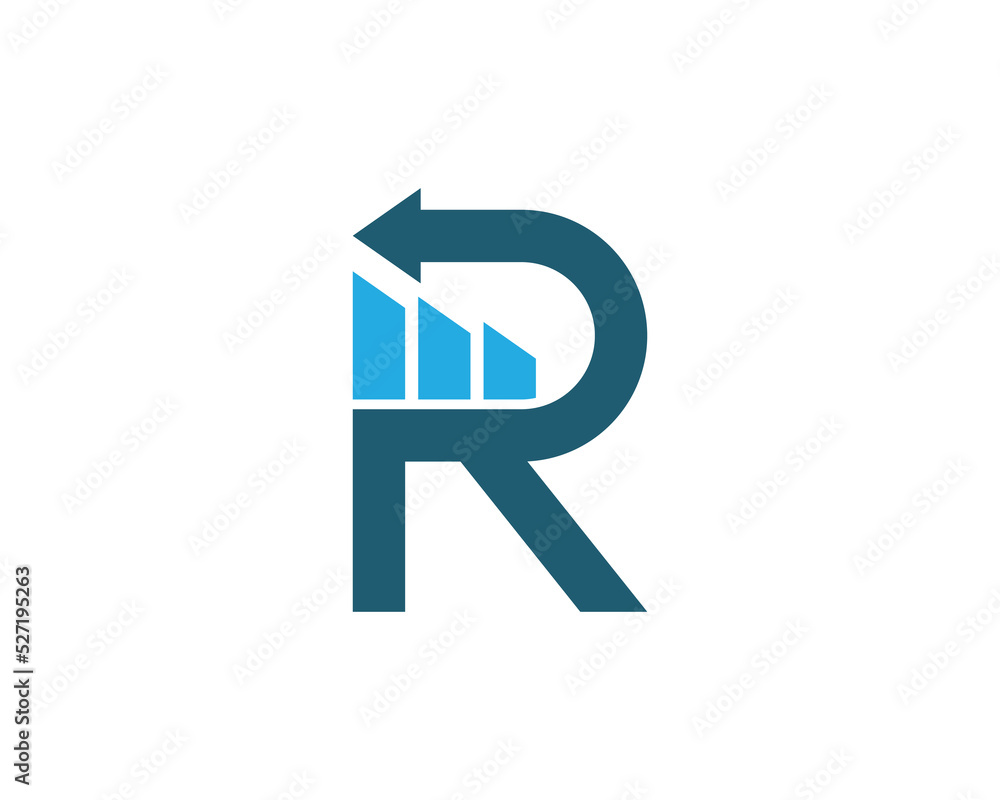 Initial Letter R with Chart Statistic Logo Concept sign icon symbol ...