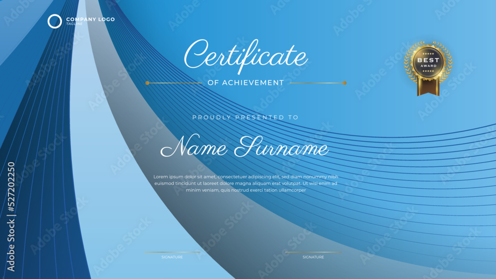 Blue Professional diploma certificate template in premium style Stock ...