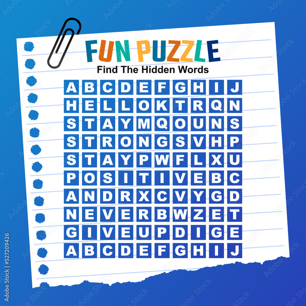Puzzle find the hidden words, puzzle cross words Vector illustration ...