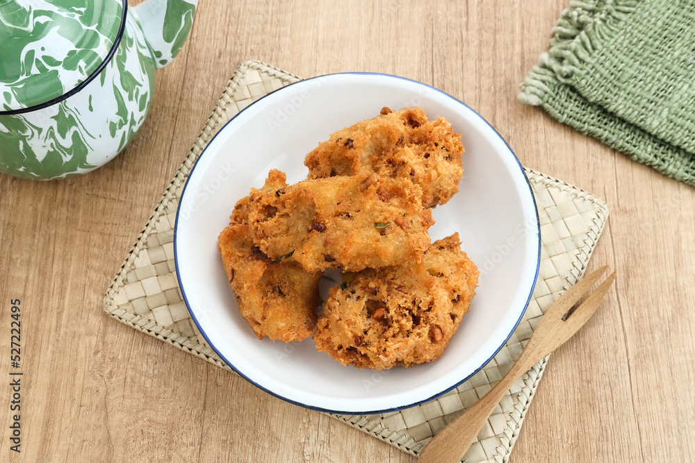 Mentho or lentho, a typical snack from Indonesia. Made from cassava ...