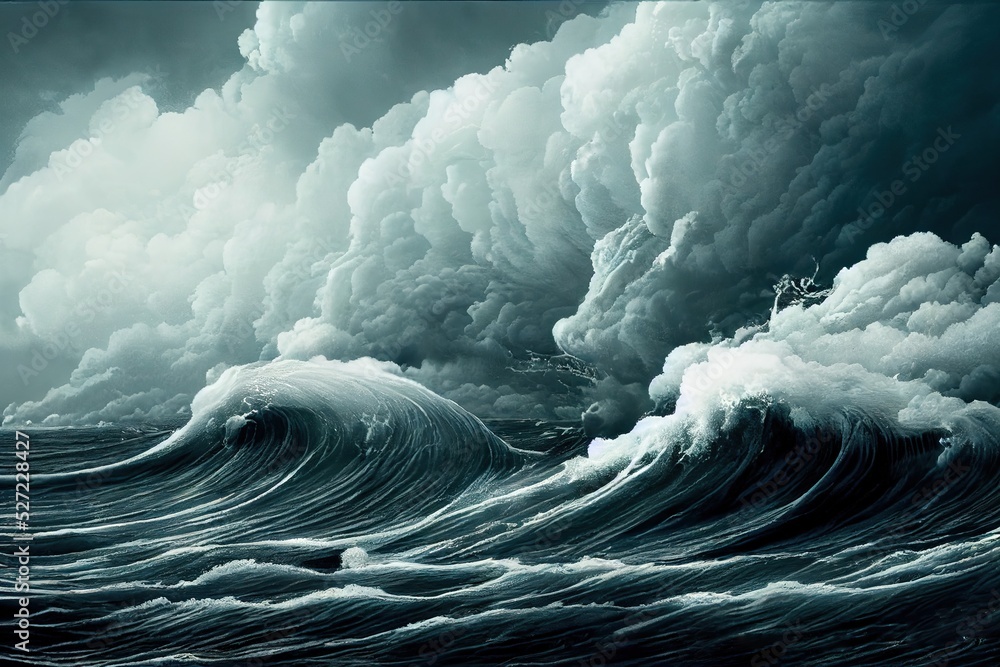 Turbulent ocean waves, dangerous storm surf - moody overcast storm ... Turbulent ocean waves, dangerous storm surf - moody overcast storm ...