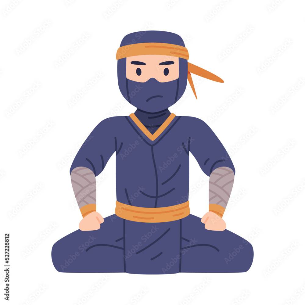 Cross Legged Ninja or Shinobi Character as Japanese Covert Agent or ...