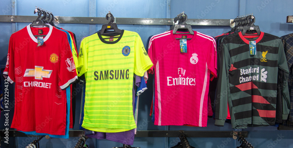 Various fake replica jerseys from famous football clubs being sold ...