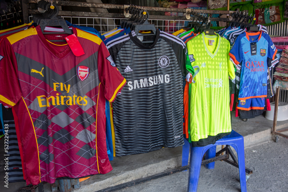 Foto de Various fake replica jerseys from famous football clubs being ...