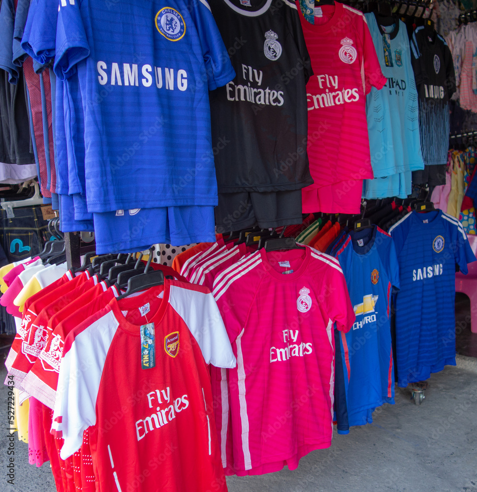 Foto de Various fake replica jerseys from famous football clubs being ...