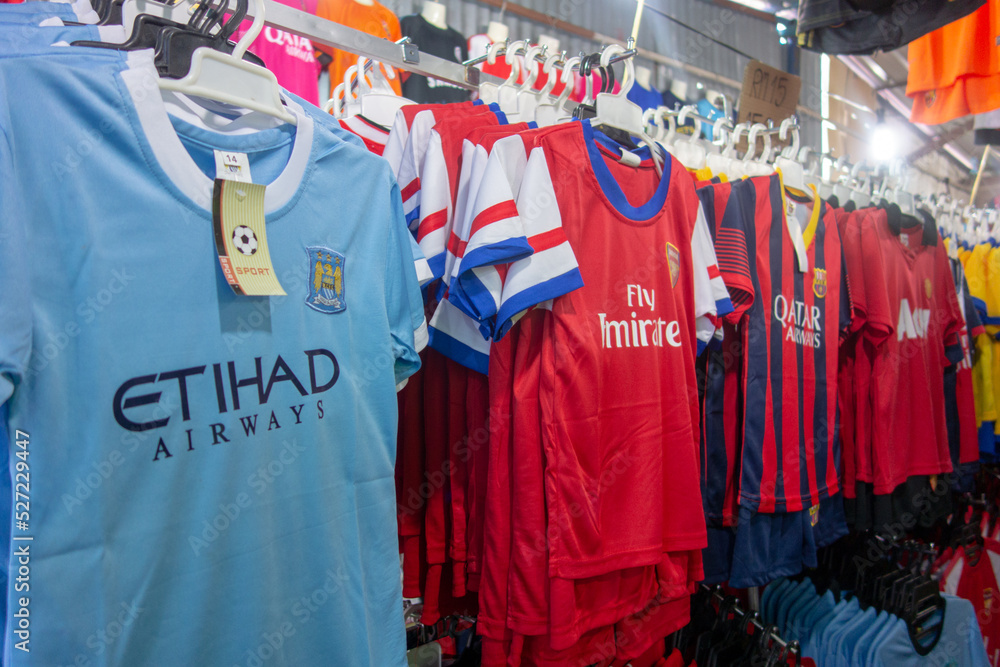 CIRCA 2015 : Various fake replica jerseys from famous football clubs ...