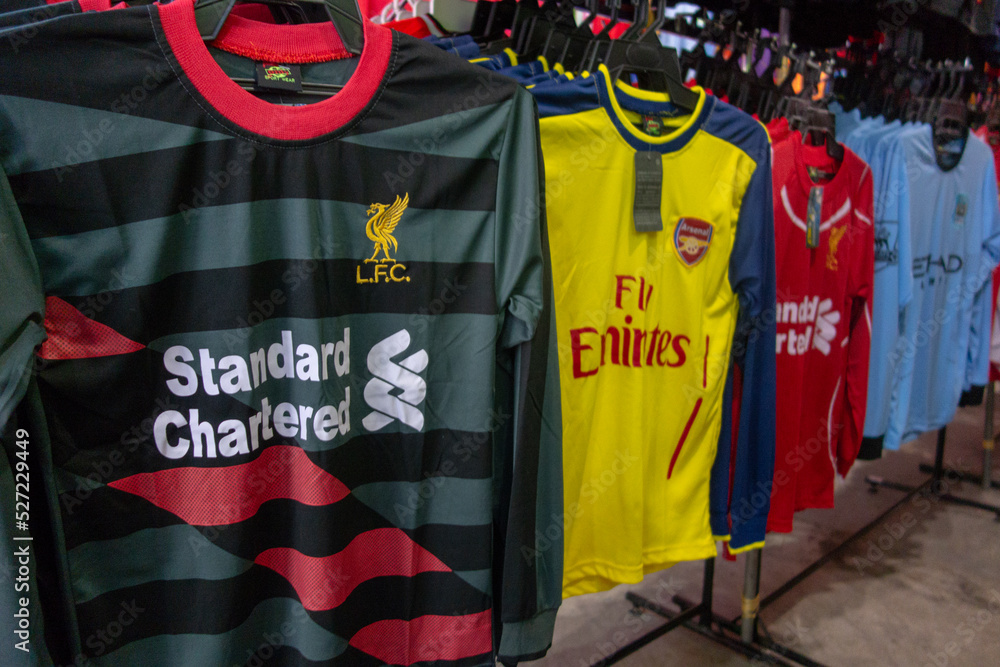 CIRCA 2015 : Various fake replica jerseys from famous football clubs ...