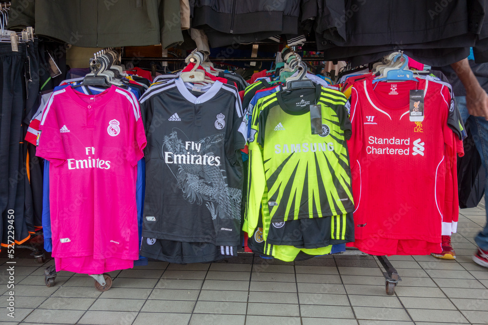 CIRCA 2015 : Various fake replica jerseys from famous football clubs ... CIRCA 2015 : Various fake replica jerseys from famous football clubs ...