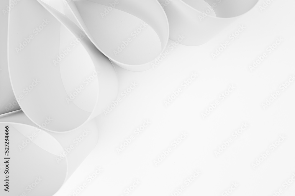 Teardrops shape of paper as elegant soft light white diagonal ...