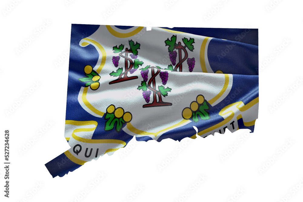 Connecticut state map shape with flag. PNG icon Stock Illustration ...