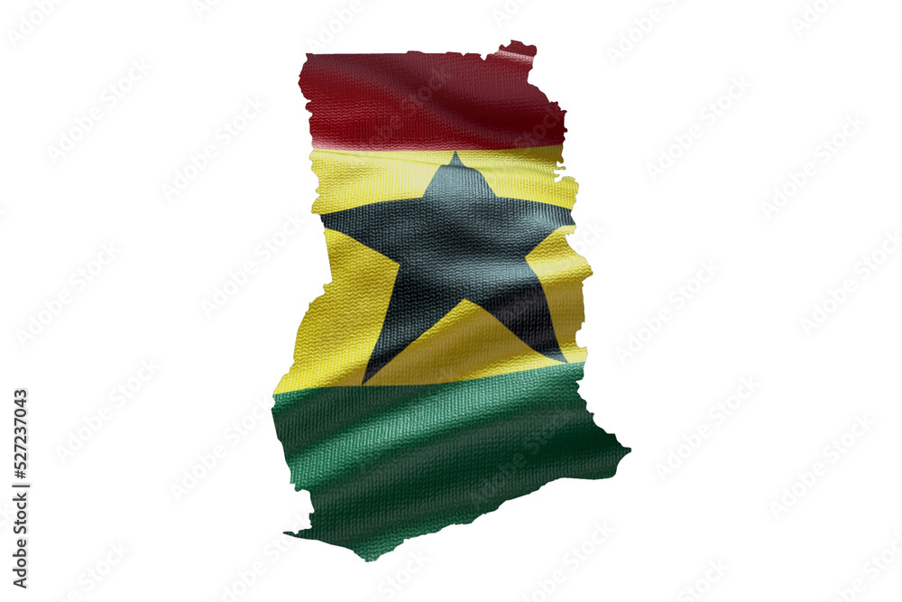 Ghana country shape with national flag. Map outline contour. PNG icon ...
