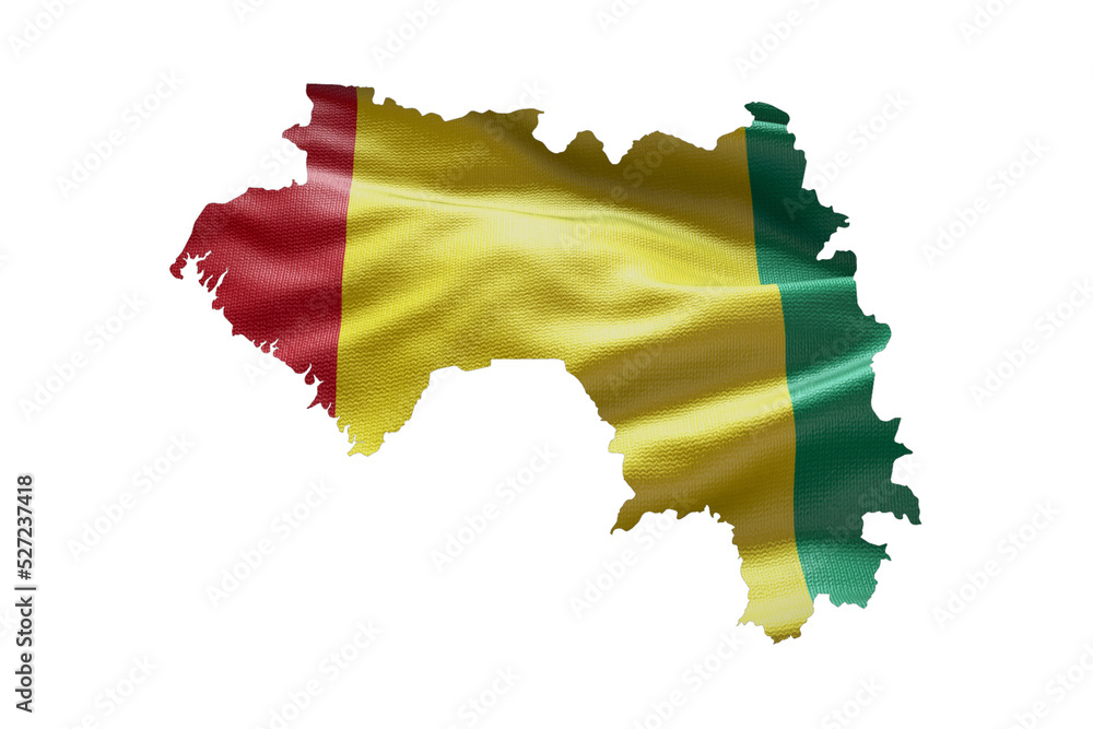 Guinea country shape with national flag. Map outline contour. PNG icon ...