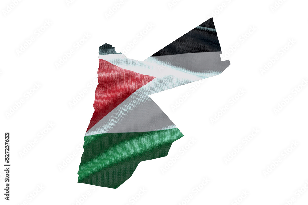 Jordan country shape with national flag. Map outline contour. PNG icon ...