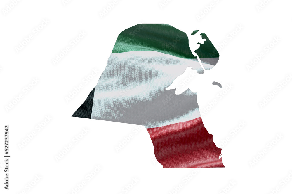 Kuwait country shape with national flag. Map outline contour. PNG icon ...