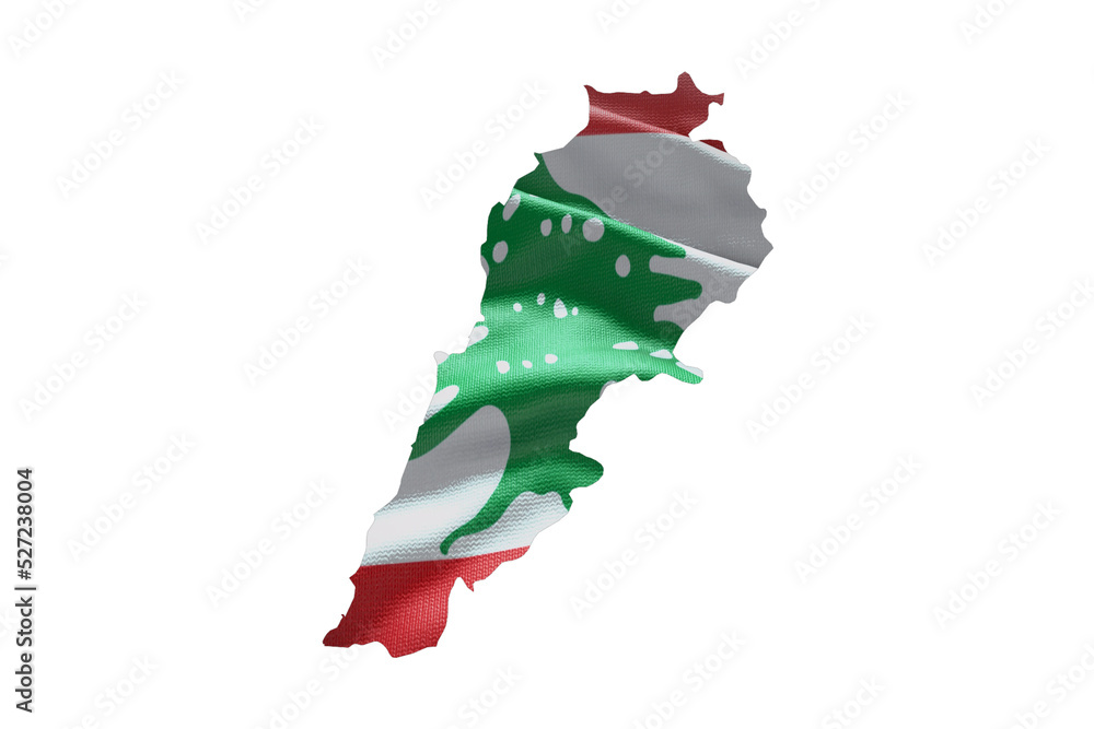 Lebanon country shape with national flag. Map outline contour. PNG icon ...