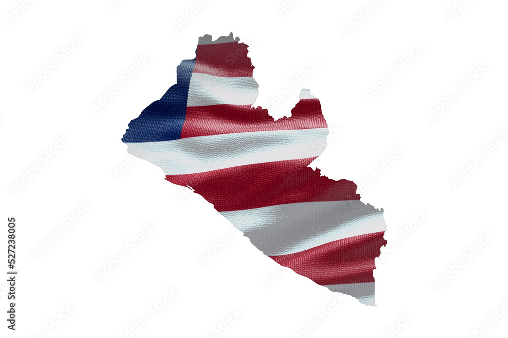 Liberia country shape with national flag. Map outline contour. PNG icon ...