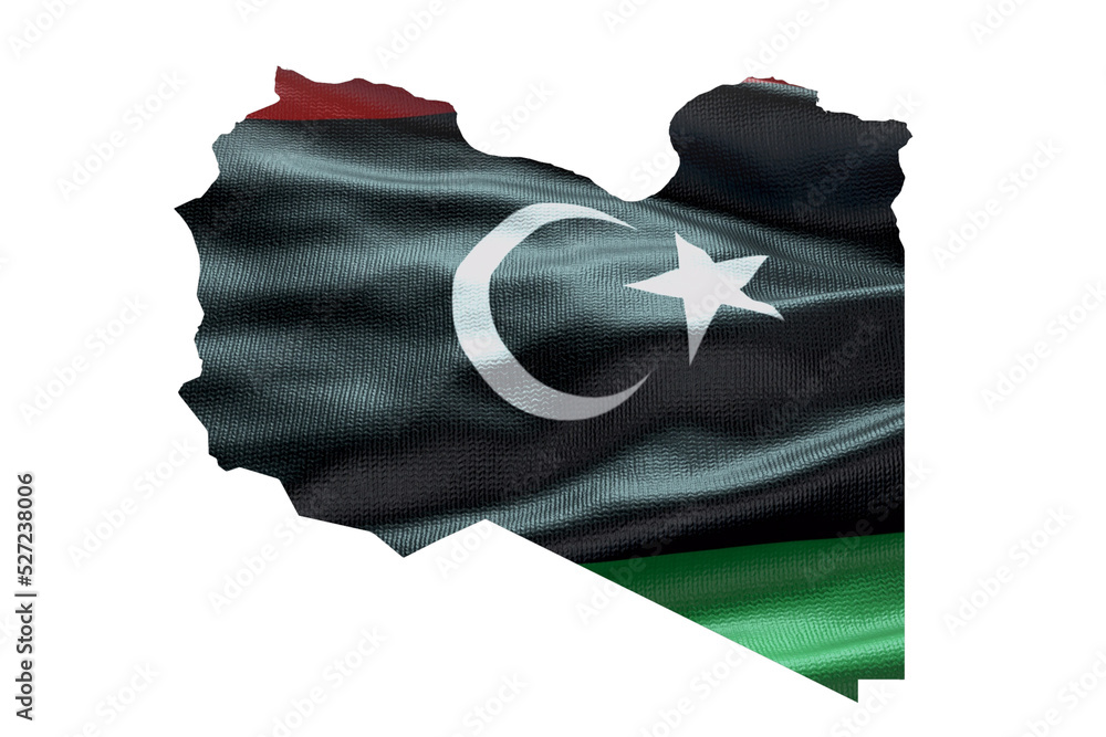 Libya country shape with national flag. Map outline contour. PNG icon ...