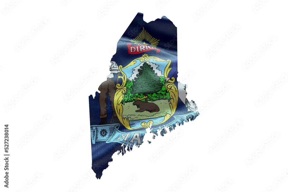 Maine state map shape with flag. PNG icon Stock Illustration | Adobe Stock