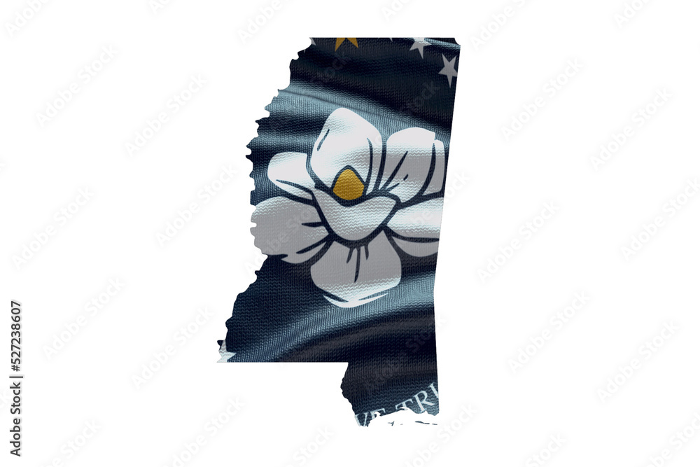 Mississippi state map shape with flag. PNG icon Stock Illustration ...
