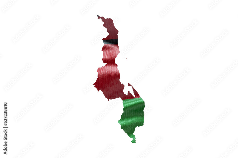 Malawi country shape with national flag. Map outline contour. PNG icon ...