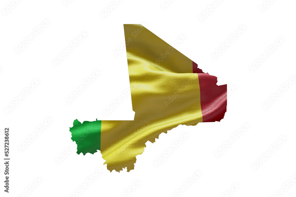 Mali country shape with national flag. Map outline contour. PNG icon ...