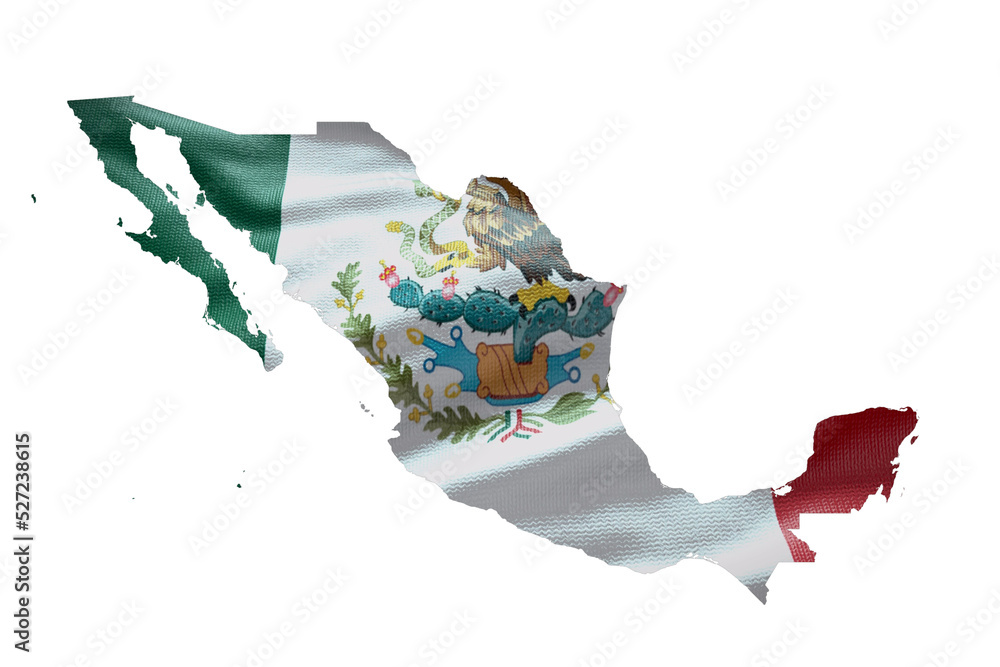 Mexico country shape with national flag. Map outline contour. PNG icon ...