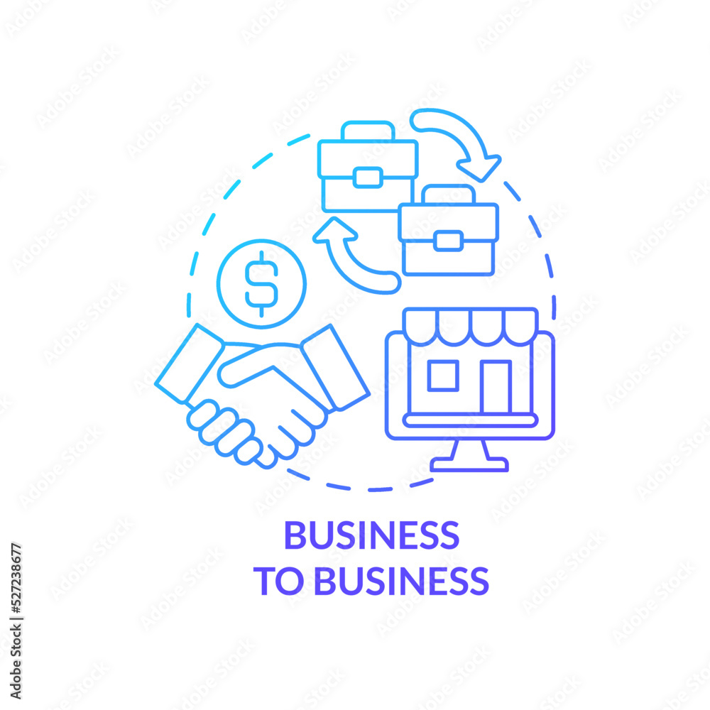 Business to business blue gradient concept icon. Commercial deal. B2B ...