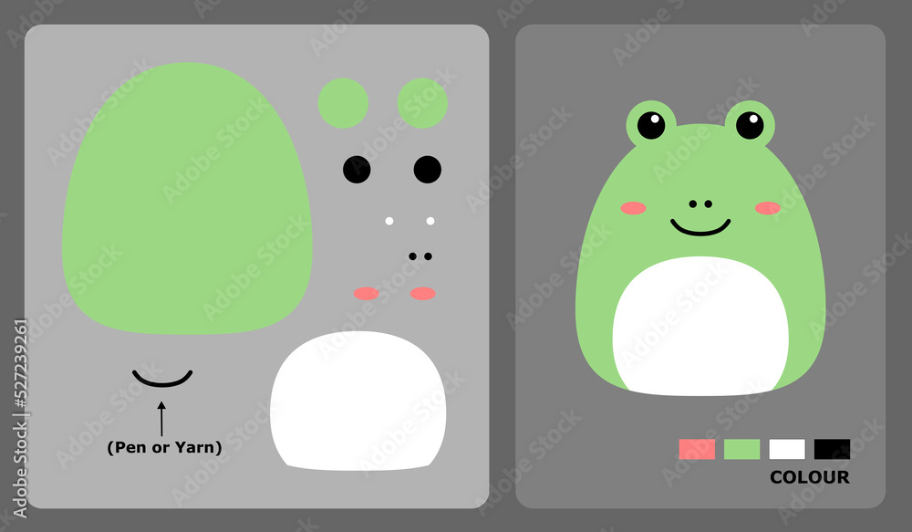 Frog head felt pattern for kids crafts or paper crafts. Vector ...