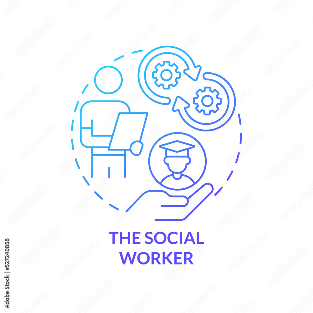 Social worker blue gradient concept icon. Who should participate in ...