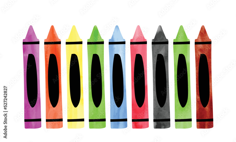 Simple colorful crayons rainbow watercolor vector illustration isolated ...