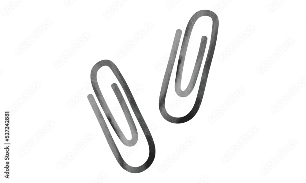 Paper clip watercolor drawing vector illustration isolated on white ...