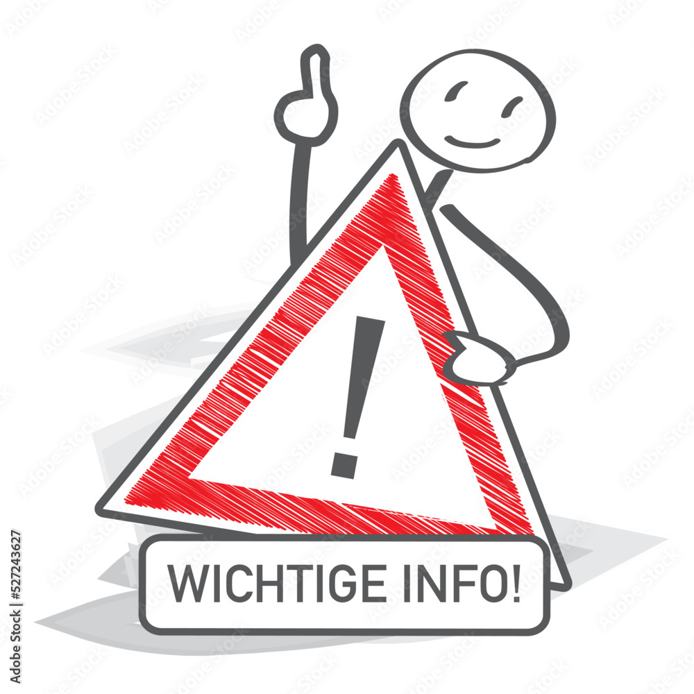 Wichtige Information - Strichmännchen hält Schild mit Ausrufezeichen ... Wichtige Information - Strichmännchen hält Schild mit Ausrufezeichen ...